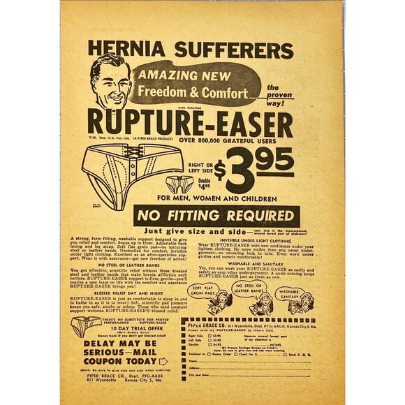 Piper Brace Co. | Art | Piper Brace Co Ruptureeaser For Hernia ...